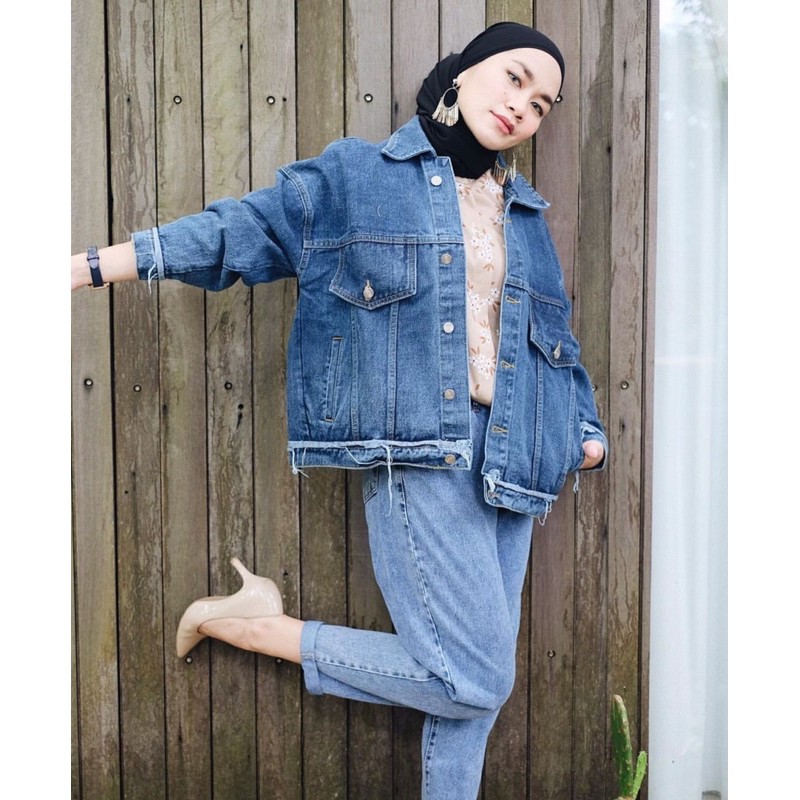 Jual Kalani label Lasara jacket denim plain | Shopee Indonesia