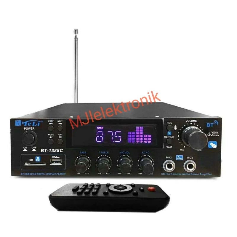 Jual Teli BT-1388C Black Bluetooth Karaouke Amplifier dukungan USB SD ...