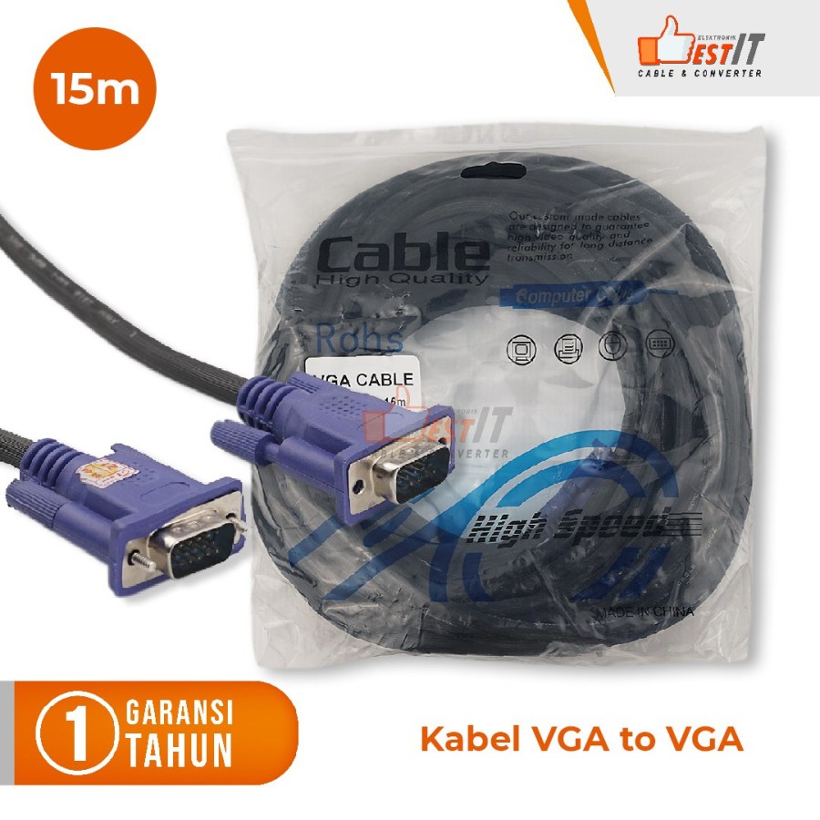 Jual Kabel VGA Male to Male High Quality 15 Meter | Shopee Indonesia