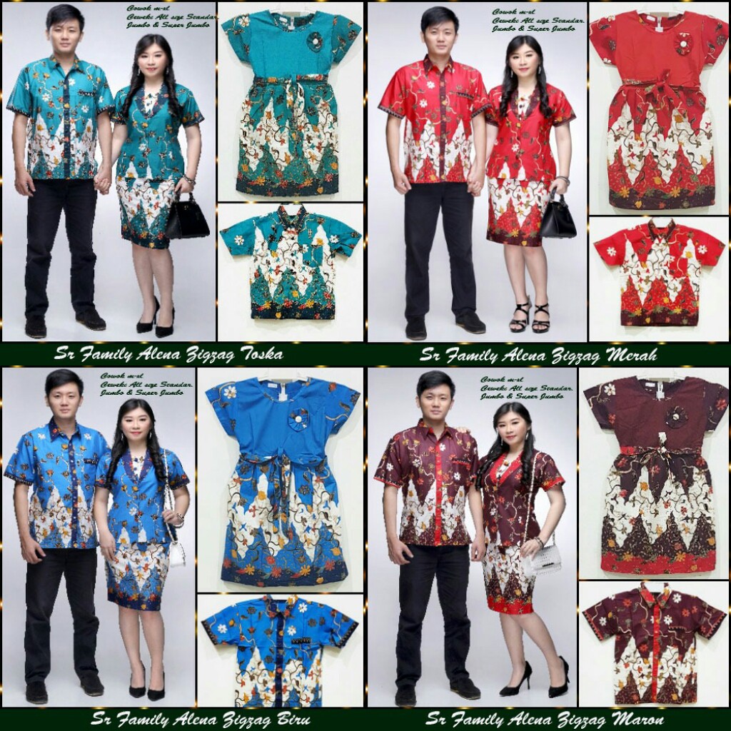 Jual Aneka Batik Couple Family Alena Zigzag / batik keluarga / batik ...