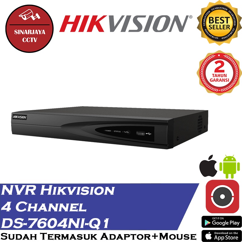 Jual NVR CCTV Hikvision 4 Chanel DS-7604NI-Q1 Ethernet Garansi Resmi 2 Tahun | Shopee Indonesia