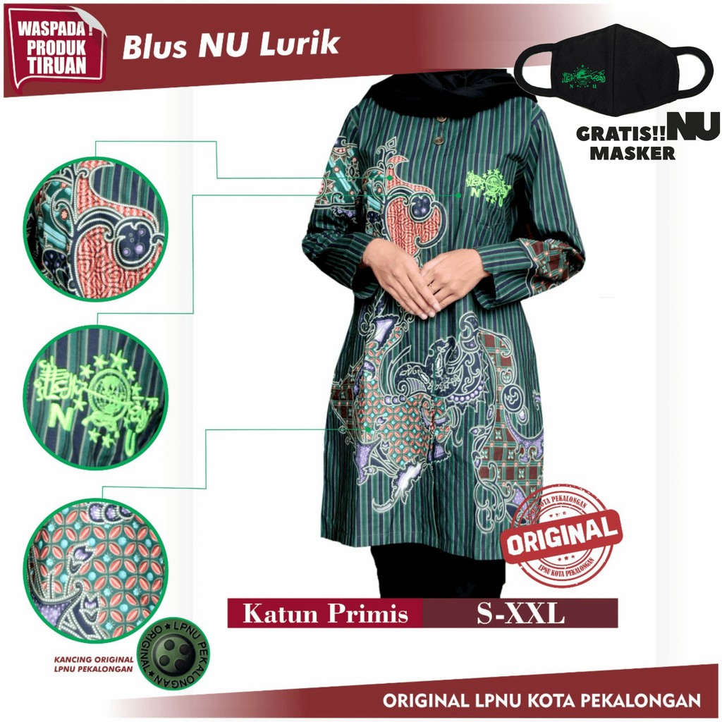 Jual Atasan Batik Wanita Blus Batik NU Nahdlatul Ulama Blus Batik NU ...
