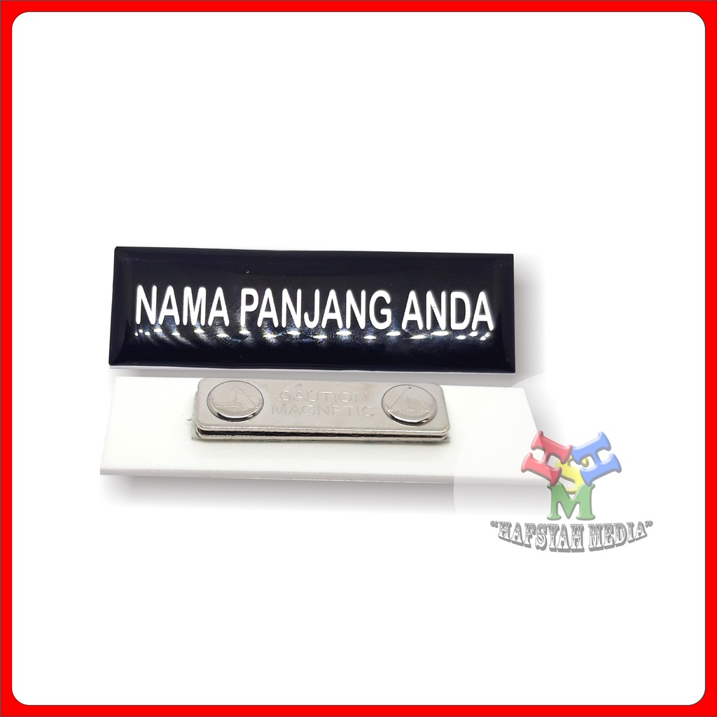 Jual nama dada name tag nametag papan nama dada akrilik peniti magnet ...