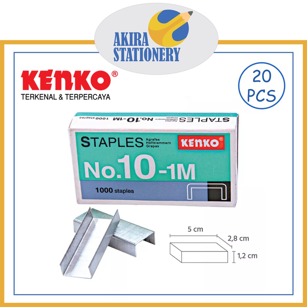 Jual Isi Staples KENKO No.10 1M Kecil Untuk HD 10 / No 10 Small Kenko Refill Stapler PAK ( 20 ...