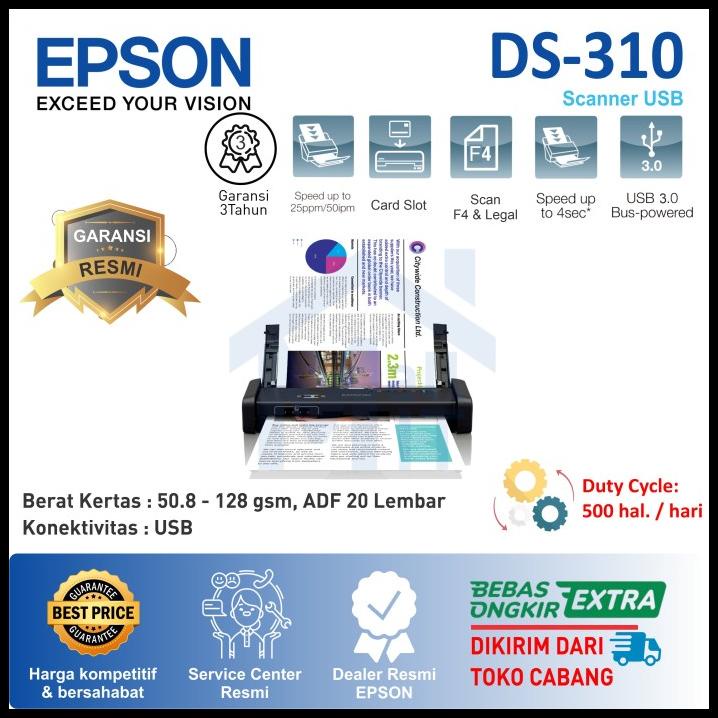 Jual Scanner Epson Ds-310 Ds310 Ds 310 Portable F4 Legal Adf Kartu Card | Shopee Indonesia