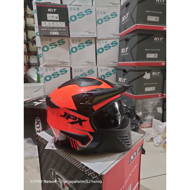 Jual DISCOUNT_ HELM JPX MX 726_R BLAK/OREN NEW 2021 HALFACE& PULLFACE ...