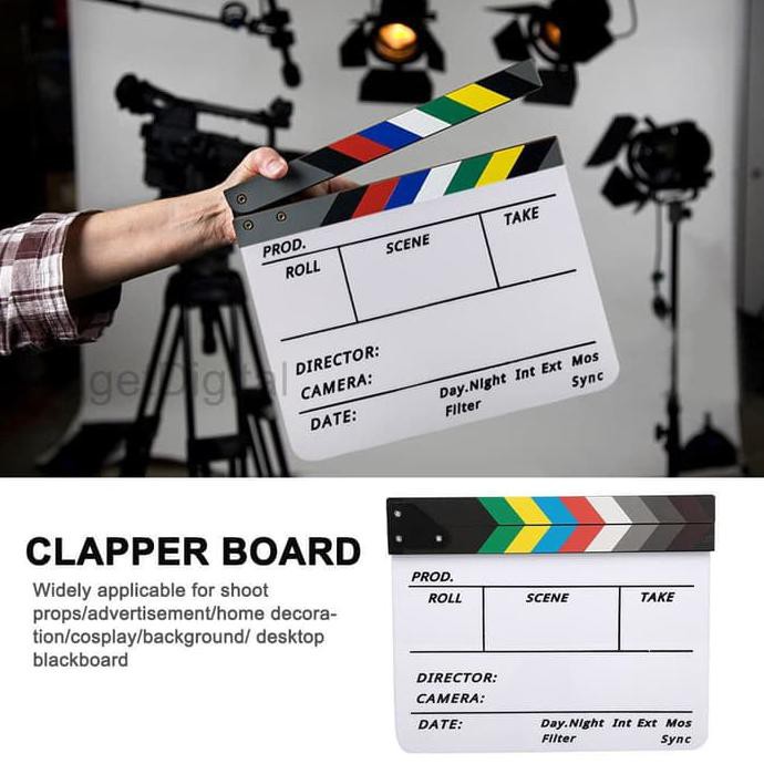 Jual Professional Colorful Clapper Board Acrylic Dry Erase Director Movie | Shopee Indonesia