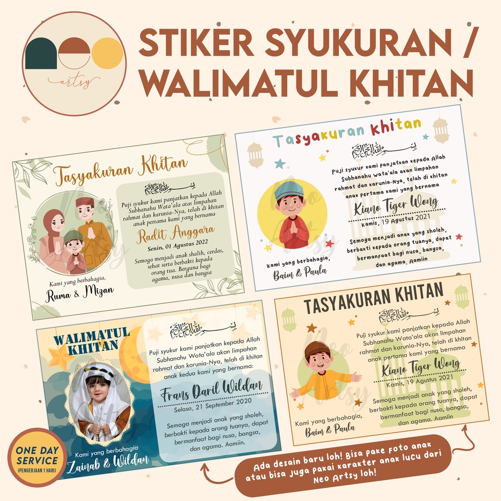 Jual Stiker / Kartu Syukuran Khitanan / Tasyakur Walimatul Khitan ...