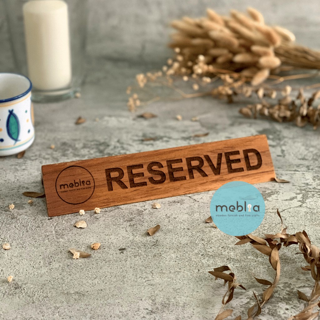 Jual Aruna Wooden Reserved Sign Board dari Kayu Papan Meja Reservasi ...