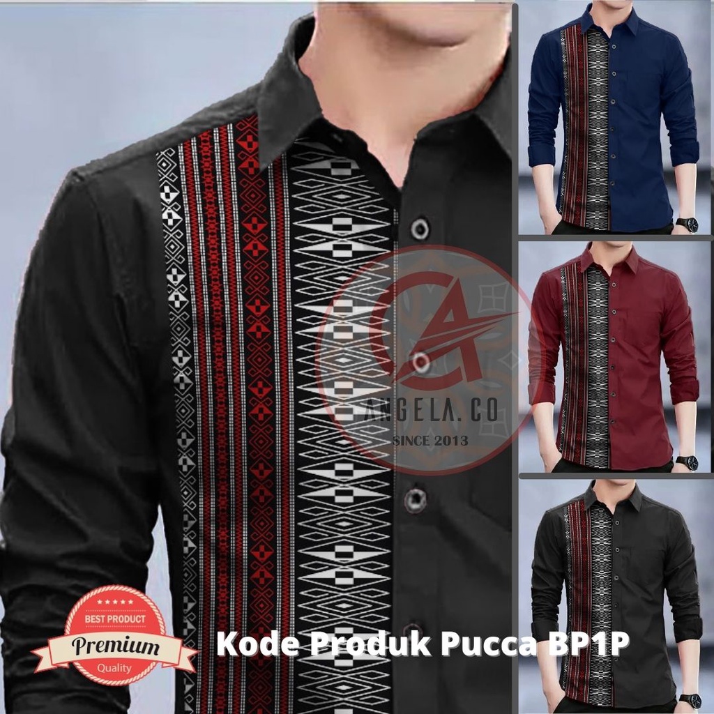 Jual Angelaco | Batik Ulos Pria Lengan Panjang | Batik Etnik Pria Motif Ulos Pucca BP1 | Shopee ...