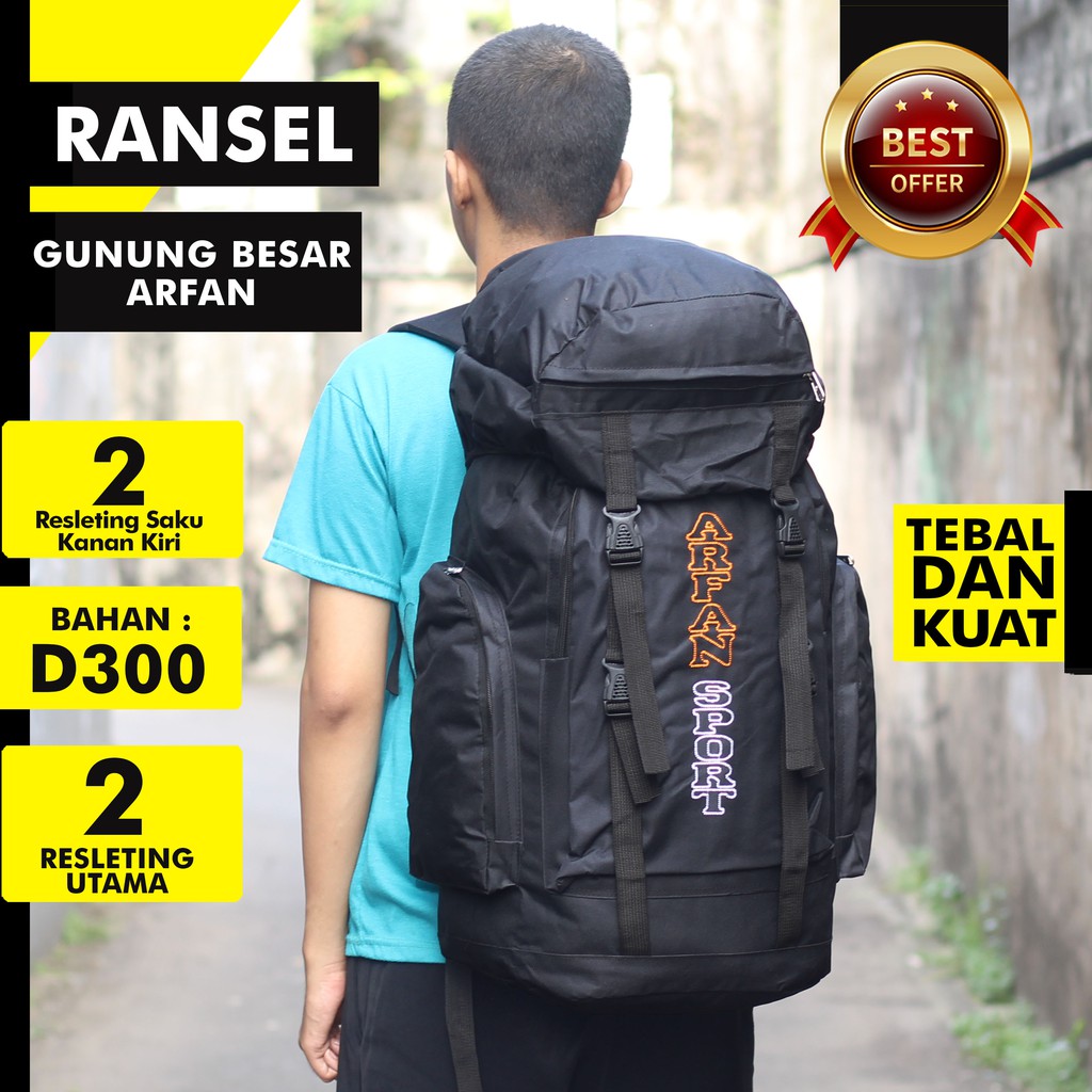 Jual BAKULTASS Tas Jumbo Backpack Outdoor Gunung Arfan Sport Tas Hitam ...