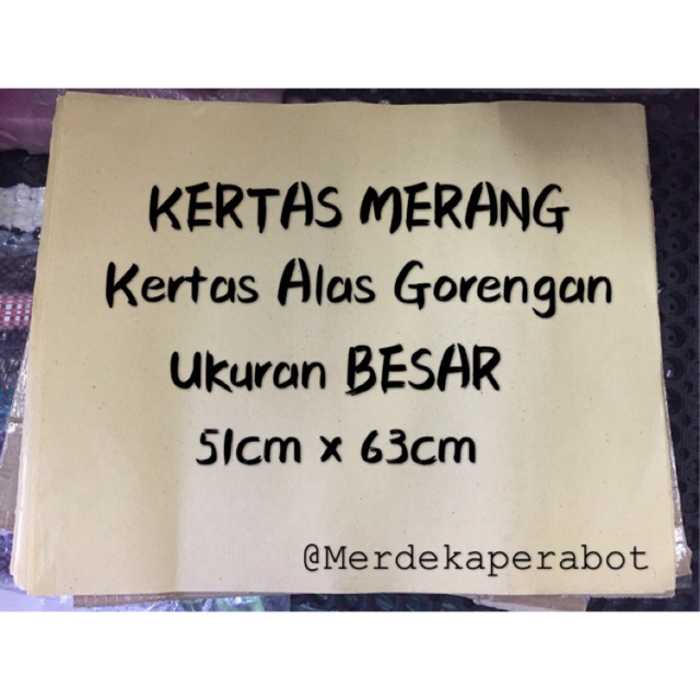 Jual Kertas Merang isi 20 lembar ukuran BESAR 51cm*63cm alas gorengan ...