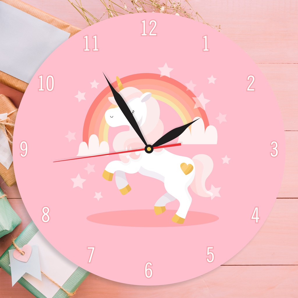 Jual Jam Dinding Unik Pink Unicorn Cantik Wall Decor Kamar Merah Muda ...