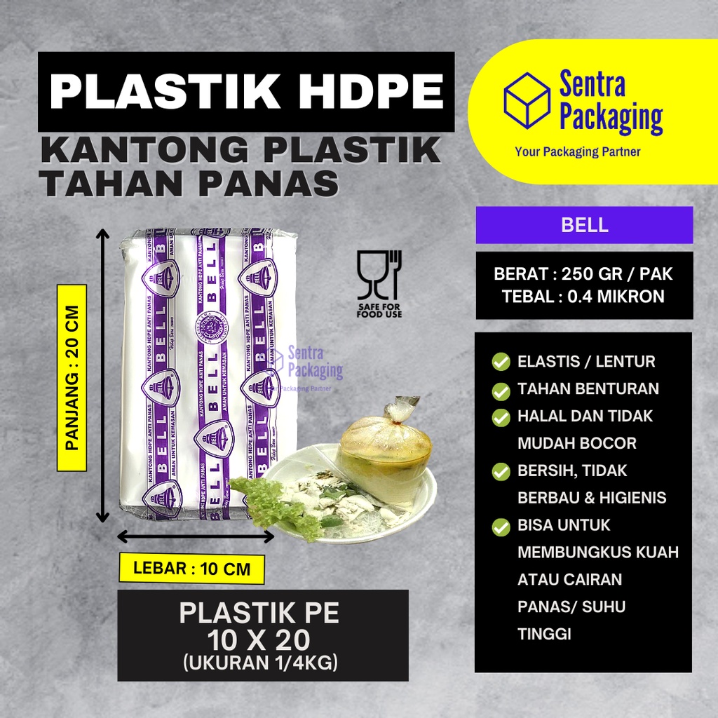 Jual Plastik Anti Panas HDPE Merk Bell ukuran 10 x 20 cm atau 1/4 kg ...