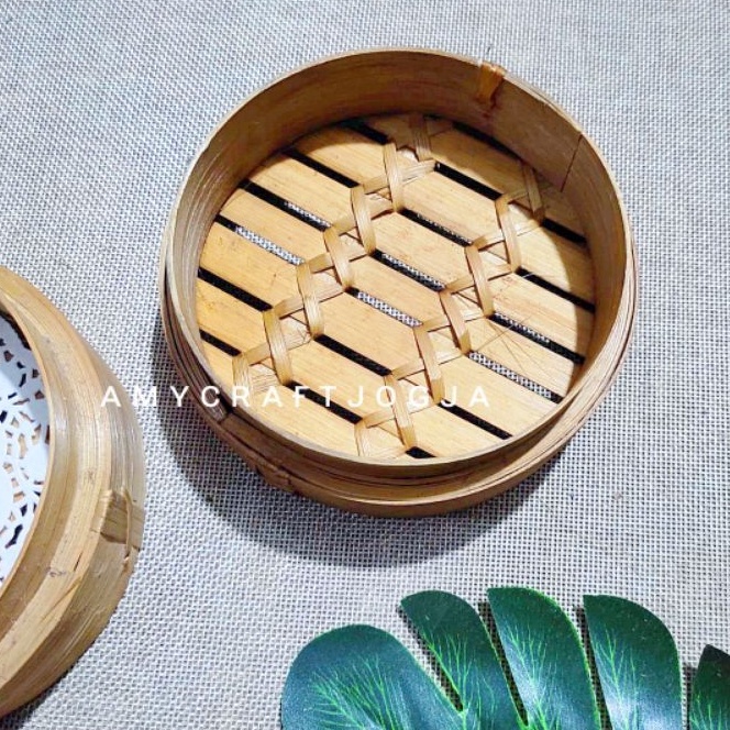 Jual wadah klakat Dimsum 13 cm Bijian (Tanpa Tutup)/ klakat bambu murah ...