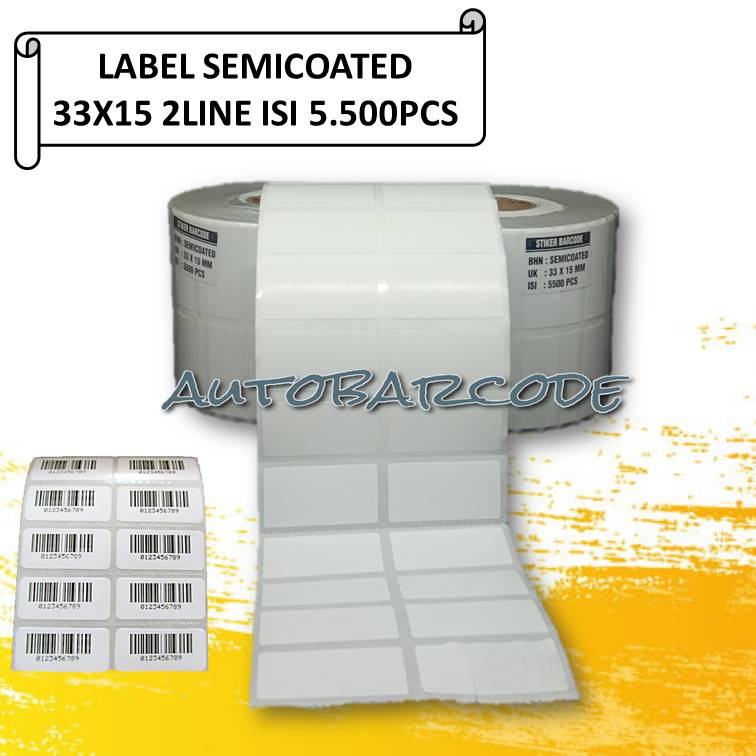 Jual Label Semicoated 2 Line 33X15 MM isi 5500 PCS Label Barcode Harga ...