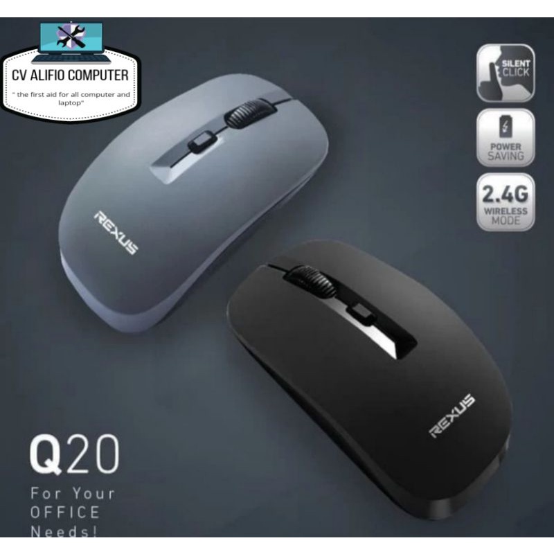 Jual Rexus Q20 Mouse Wireless Office SilentClick-Hitam | Shopee Indonesia