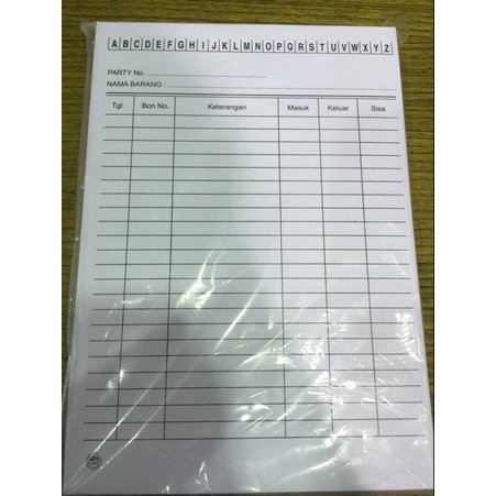 Jual Kartu Stock A5 / Kartu Stock Barang Keluar Masuk / Kartu Pembukuan ...