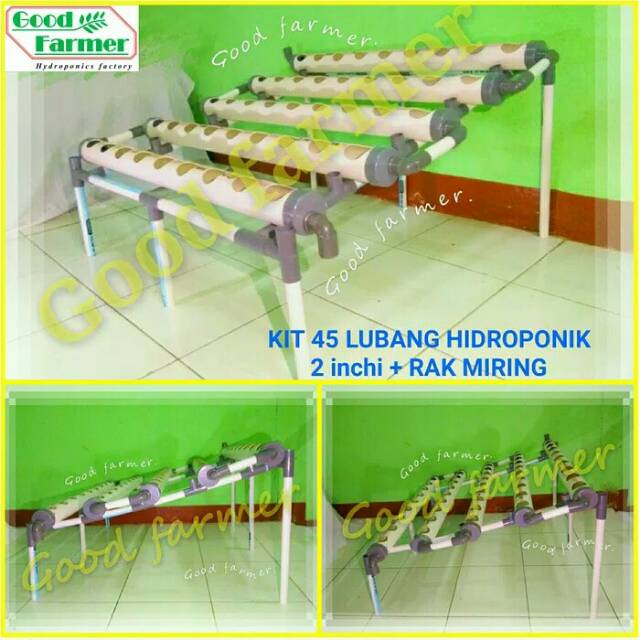 Jual KIT 45 LUBANG HIDROPONIK (SAMBUNGAN DOP + KNEE) 2 INCHI + RAK ...