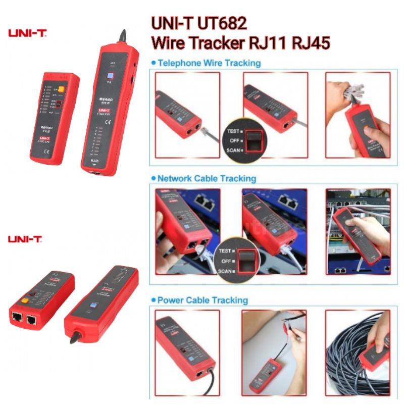Jual UNI-T UT682 Wire Tracker For RJ11 RJ45 Cable - Alat Ukur Kabel LAN ...