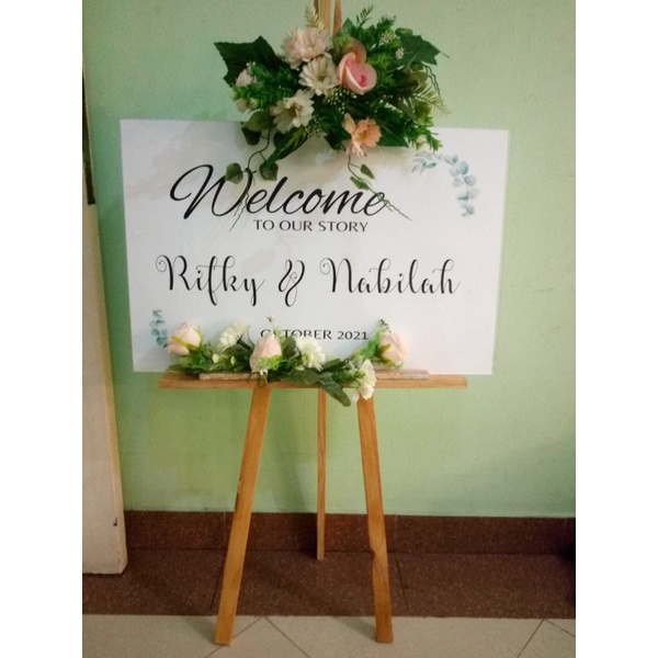 Jual Standing Kayu Wedding Sign/ standing akrilik / easel kayu ...