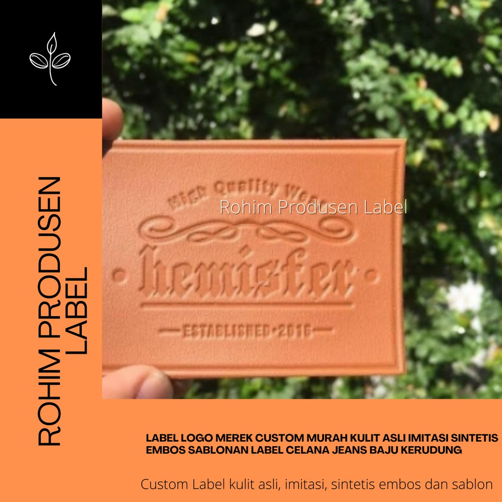 Jual Label Logo Merek Custom Murah Kulit Asli Imitasi Sintetis Embos ...
