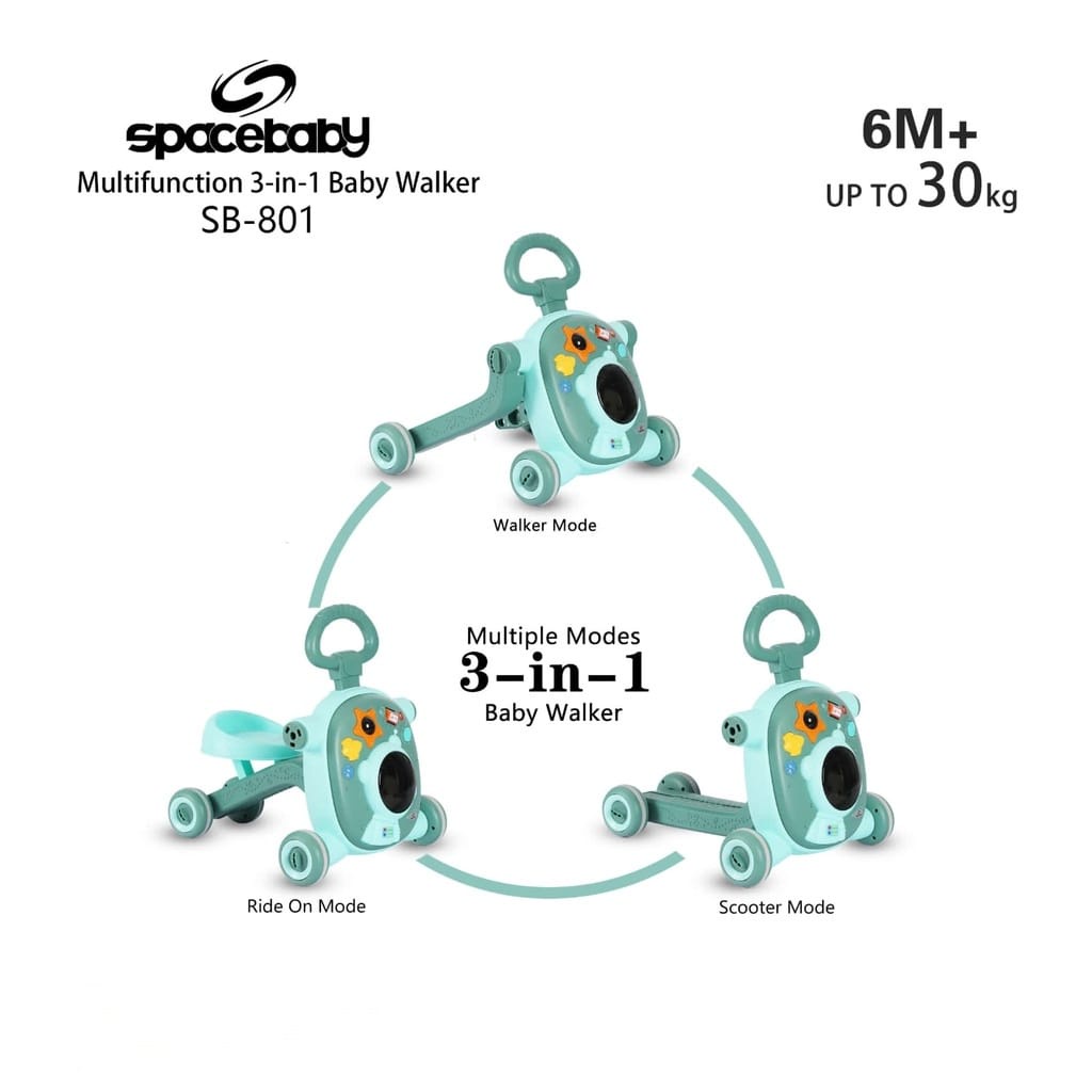 Jual SPACE BABY SB 801 Baby Walker 3 in 1 Push Walker ( WALKER, SCOOTER ...