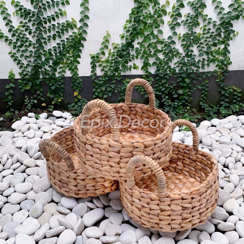 Jual Mini Round Handle | Keranjang Round Handle Enceng Gondok | Shopee ...