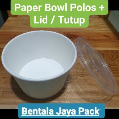 Jual Paper Bowl Polos 27 Oz 800 ml + Lid / Tutup Bowl ( isi 50 set ...