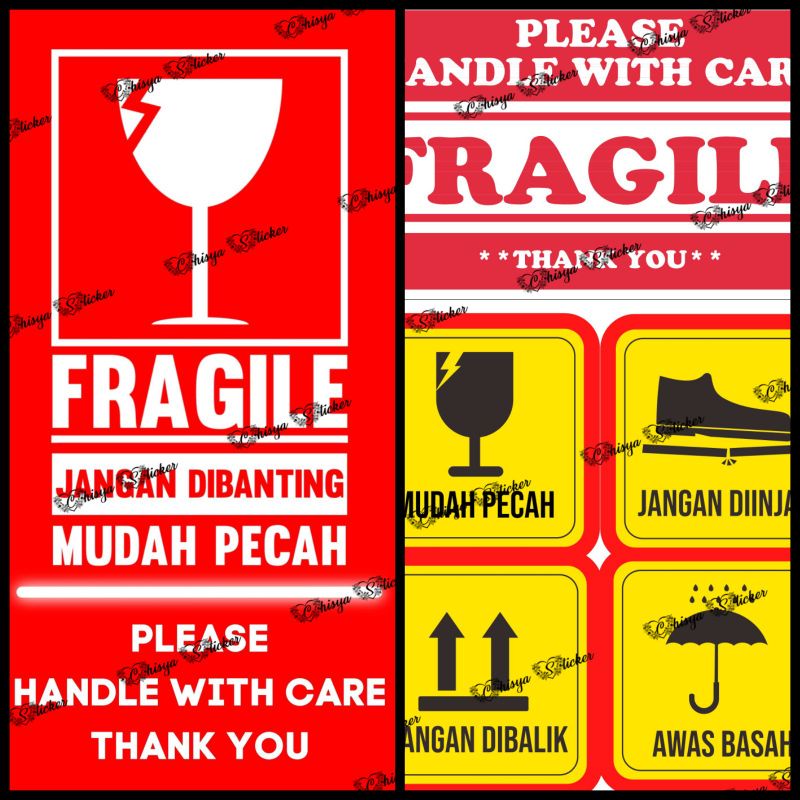 Jual stiker fragile isi 16pcs | Shopee Indonesia