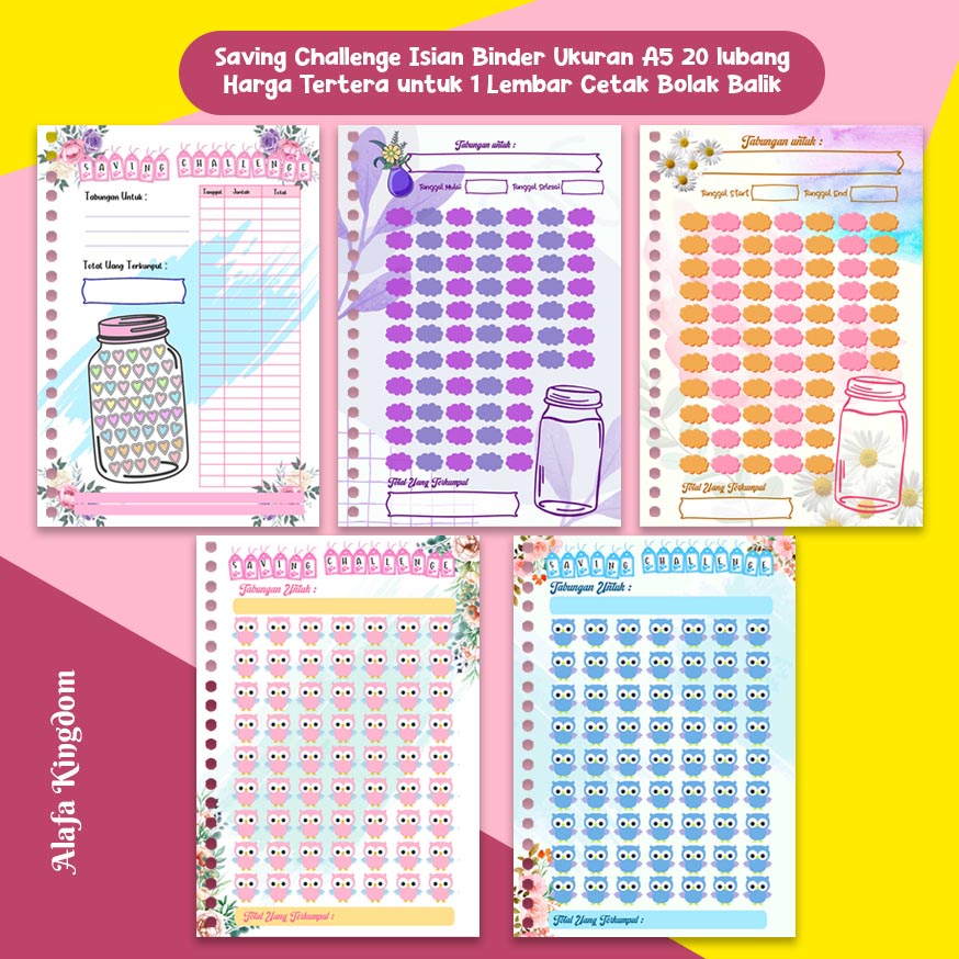 Jual AlafaKingdom Loose Leaf Saving Challenge Saving Planner isian ...