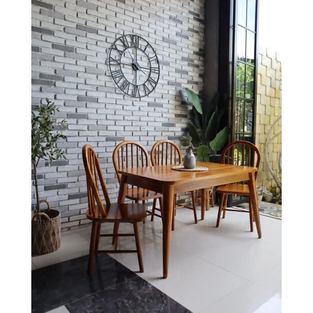 Jual MEJA MAKAN MINIMALIS KAYU JATI 4 KURSI | Shopee Indonesia