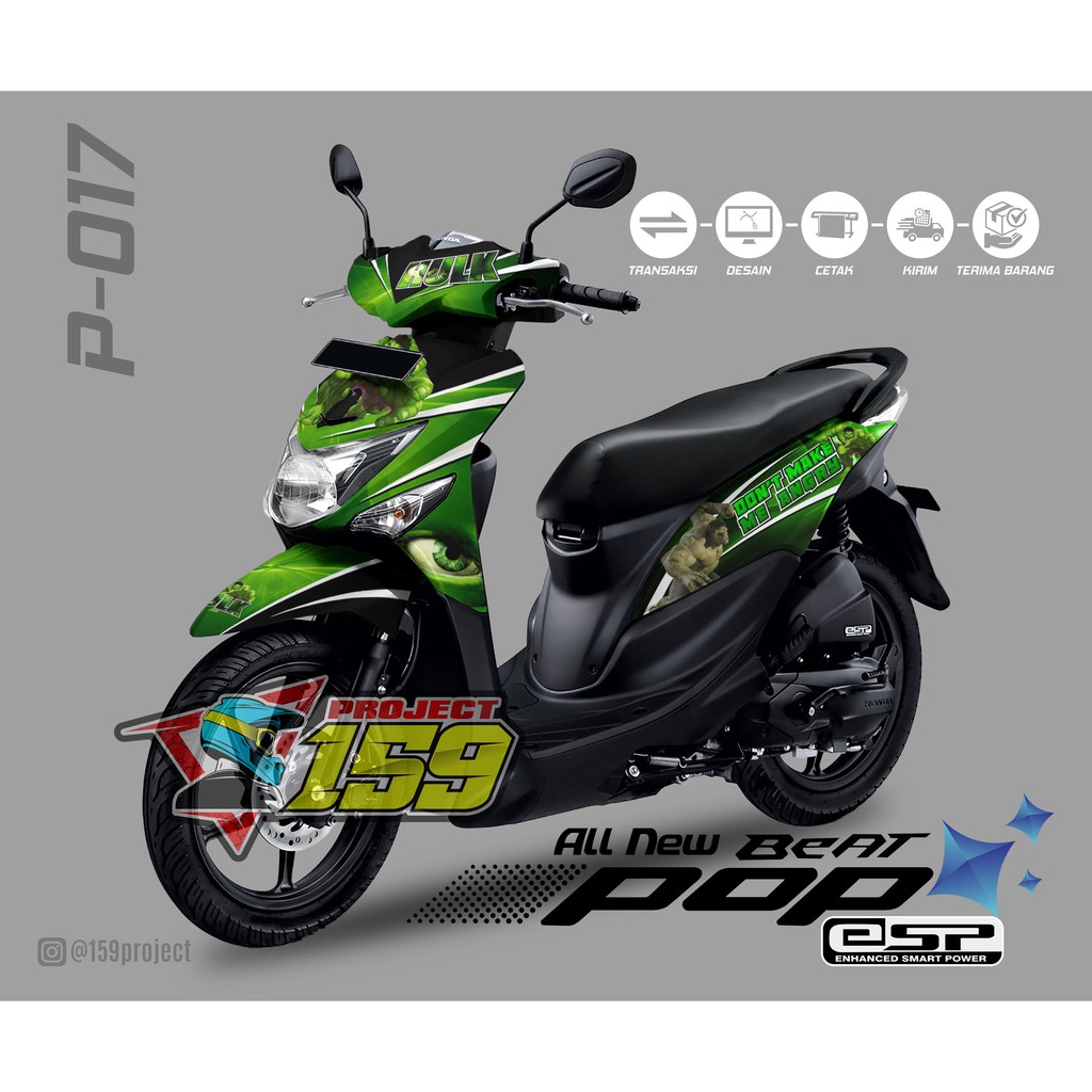 Jual Decal Stiker Motor Beat Pop - P-017 Hulk Livery | Shopee Indonesia