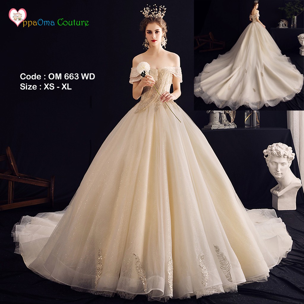 Jual Gaun pengantin ekor model putri kerajaan eropa mewah OM 663 WD ...