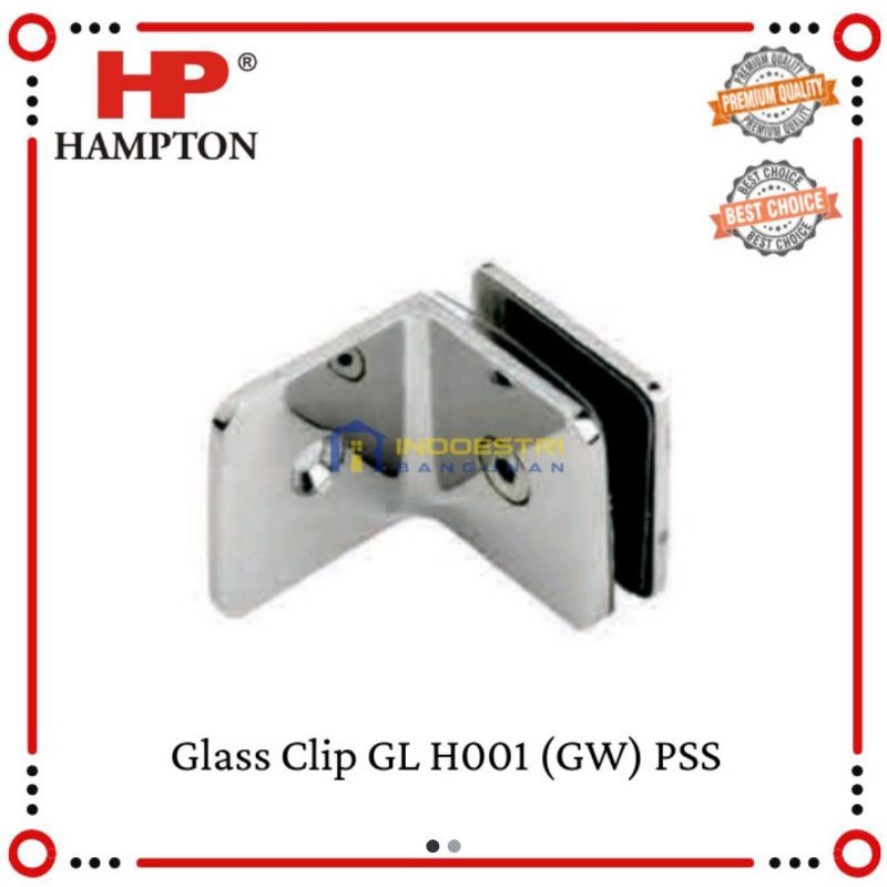 Jual Glass Clip Hampton GL H001 GW PSS / Klip Siku Kaca (Glass to Wall ...