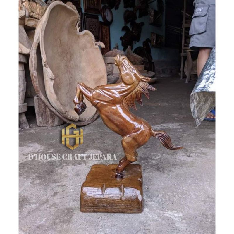 Jual Pajangan Meja Patung Kuda Kayu Trembesi Tinggi 40cm | Shopee Indonesia