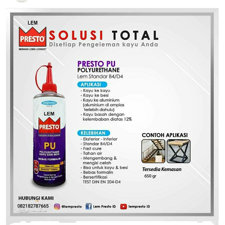 Jual Lem Presto PU Polyurethane 650 gram | Shopee Indonesia