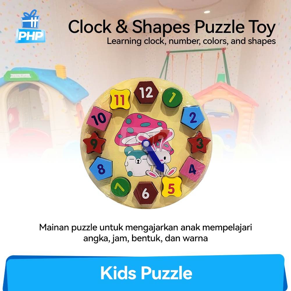 Jual #PHPforKids - Mainan Puzzle Angka Jam & Bentuk / Clock & Shapes ...