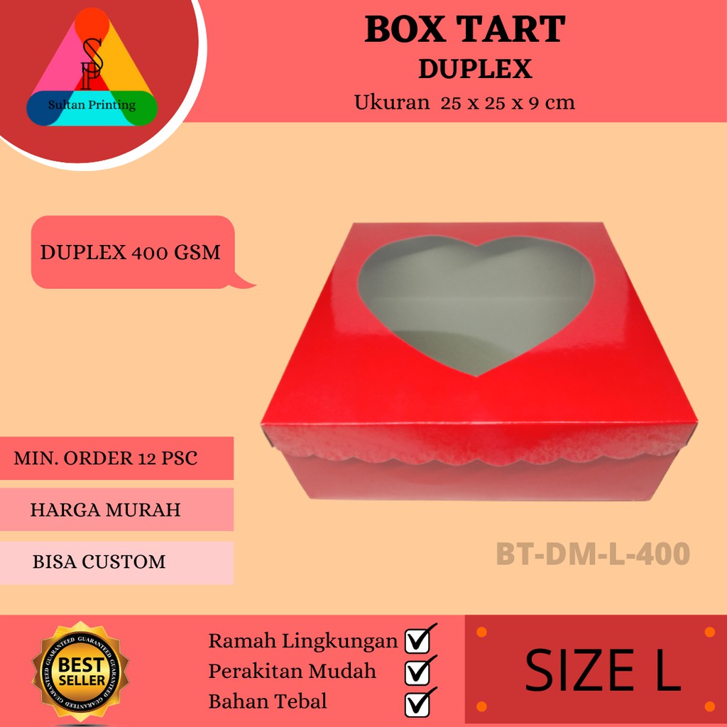 Jual BOX TART / KEMASAN TART / BOX TART MERAH SIZE L | Shopee Indonesia