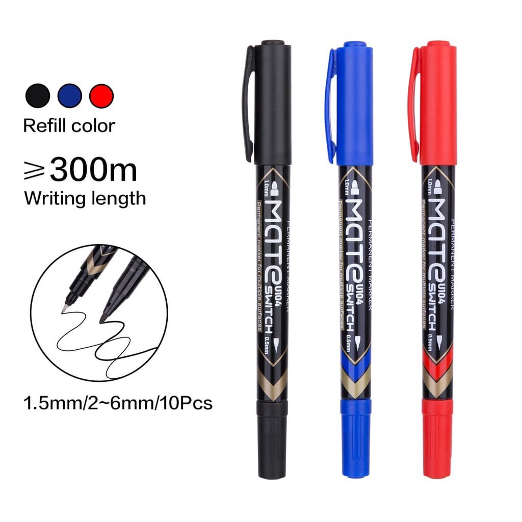 Jual SPIDOL PEN PULPEN PERMANEN MARKER TWIN HEAD 1.0 MM / 0.5 MM DELI ...