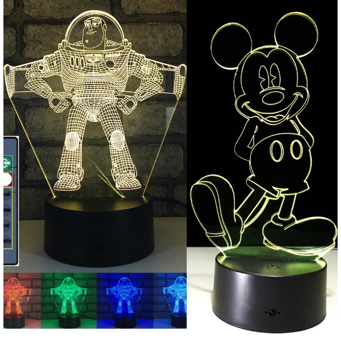 Jual Disney Toy Story Buzz Lightye Mickey Mouse 3D Hologram LED Lampu ...