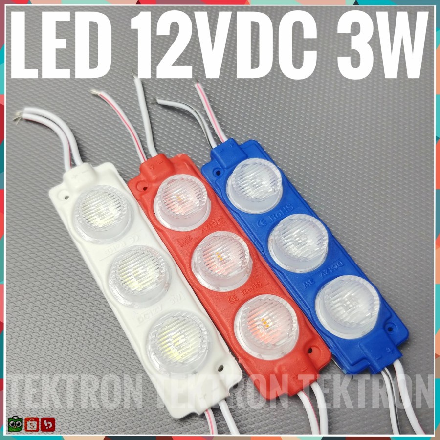 Jual Led 12V 3W Modul 3 Titik Mata 12VDC Mobil Motor Super Bright Strip | Shopee Indonesia