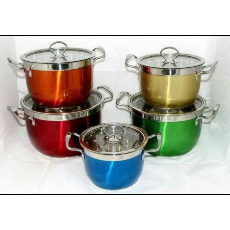 Jual (4kg) panci set stainless korea pot 10pcs bahan tebal | panci set ...