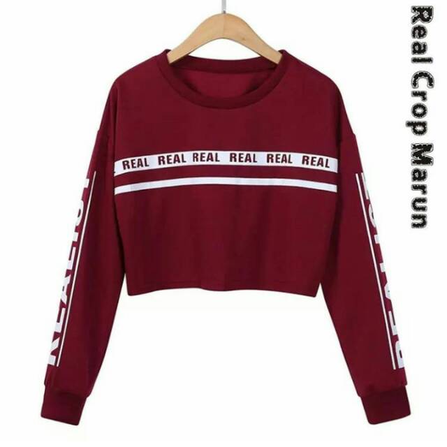 Jual Sweater cewek crop Real crop sweater murah sweater kekinian baju ...