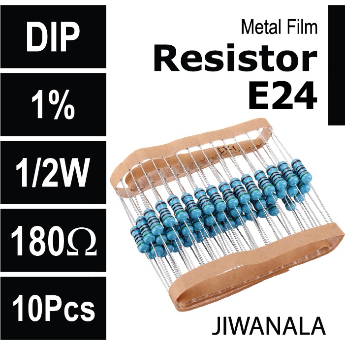 Jual 10pcs Resistor Metal Film DIP 1/2W 0.5W 1% 180 ohm | Shopee Indonesia