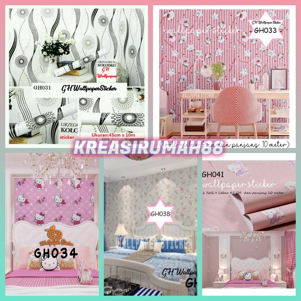 Jual Wallpaper Stiker Dinding Motif karakter doraemon dan hello kitty wallpaper 3D 9meter high ...