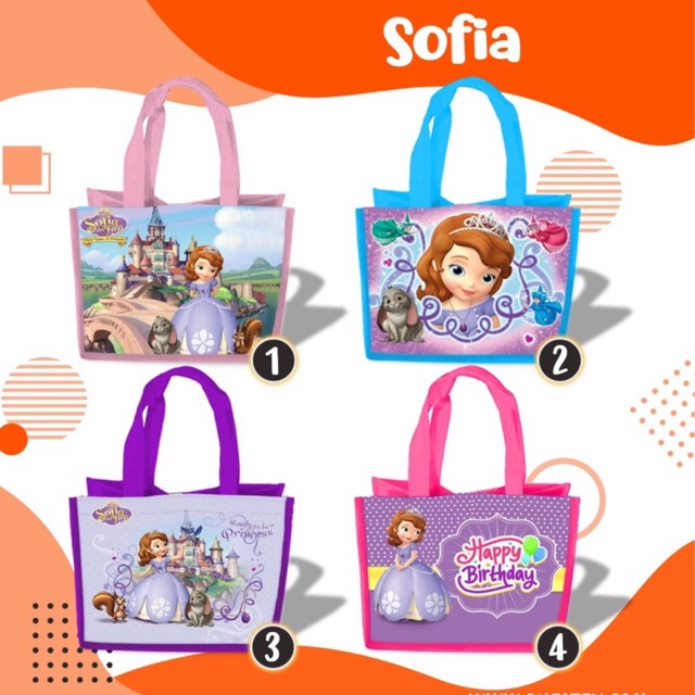 Jual Tas Goodie Bag Princes sofia Souvenir Ulang Tahun Aqiqah Tasyakuran Kantong Besek Ultah ...