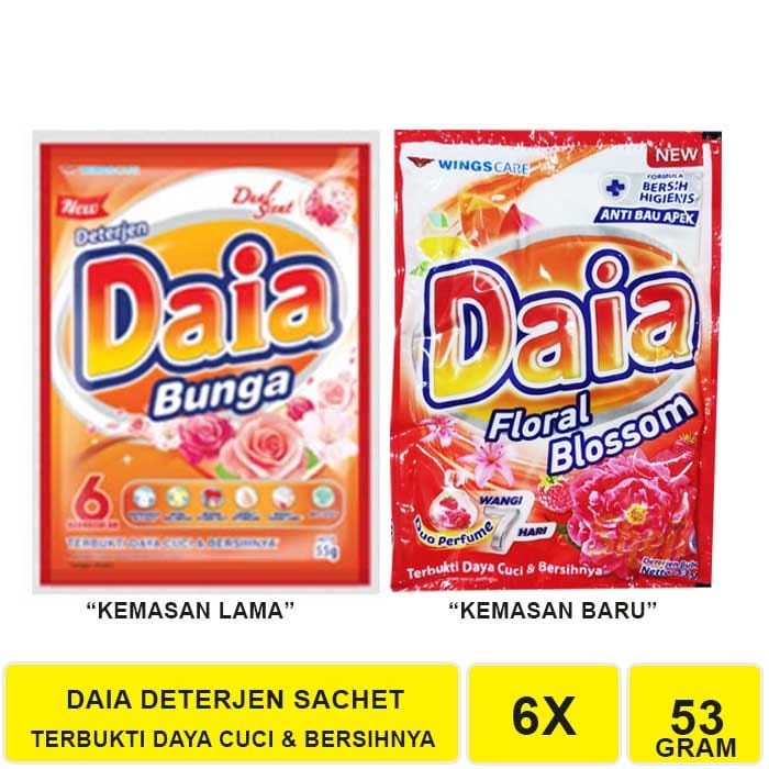 Jual Daia Detergen Bubuk Sabun Cuci Pakaian Isi 6 Sachet | Shopee Indonesia