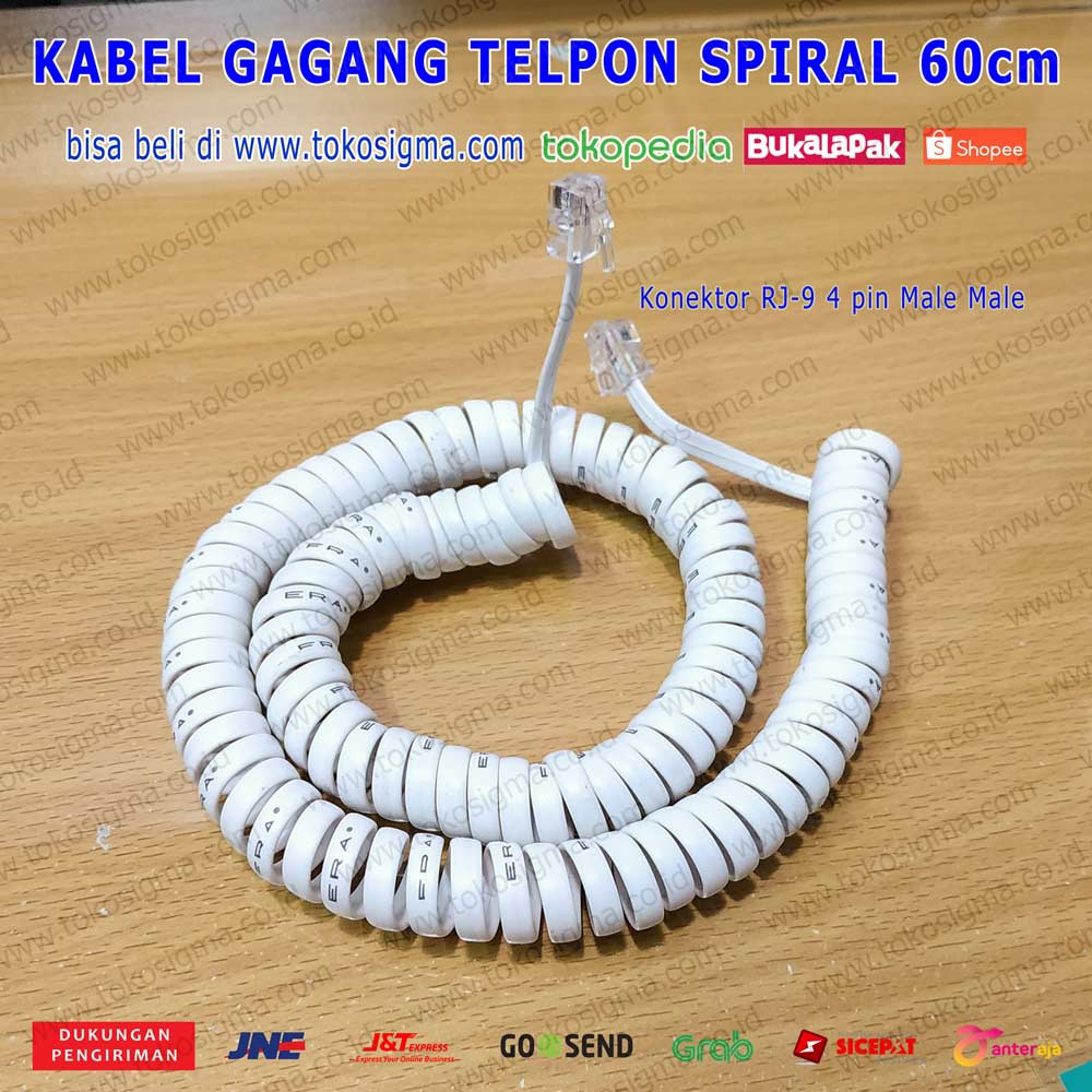 Jual KABEL GAGANG TELP SPIRAL RJ-9 4P4C TELEPHONE CABLE TELEPON RJ9 ...