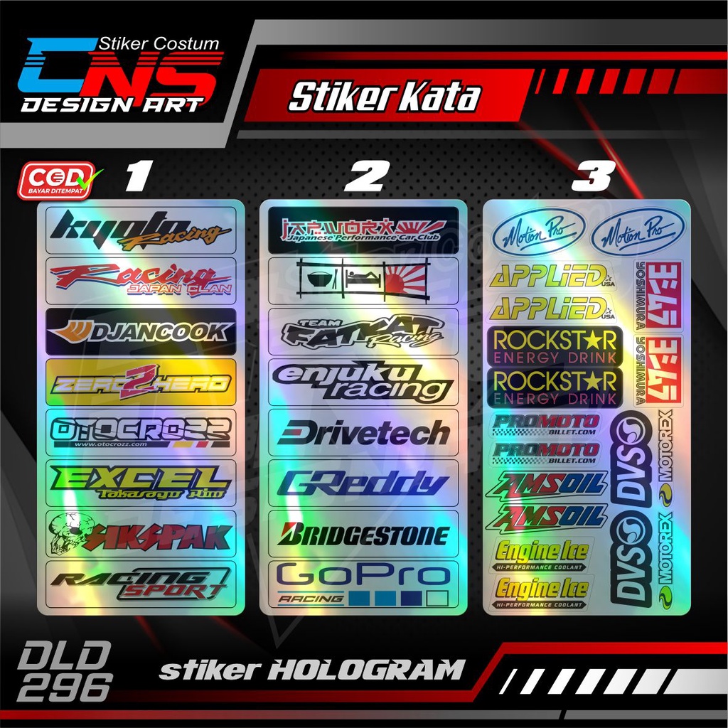 Jual STICKER PACK RACING STICKER PRINT STIKER VINYL HOLOGRAM / Stiker ...